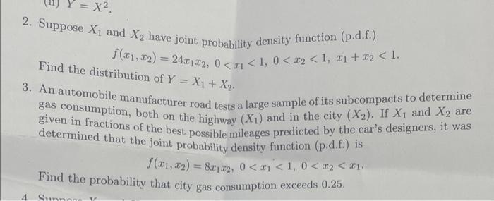 Solved 2. Suppose X1 and X2 have joint probability density | Chegg.com