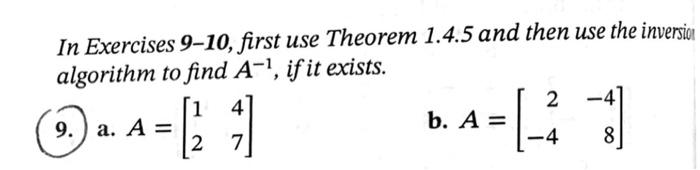 Solved In Exercises 9 10 First Use Theorem 1 4 5 And Then