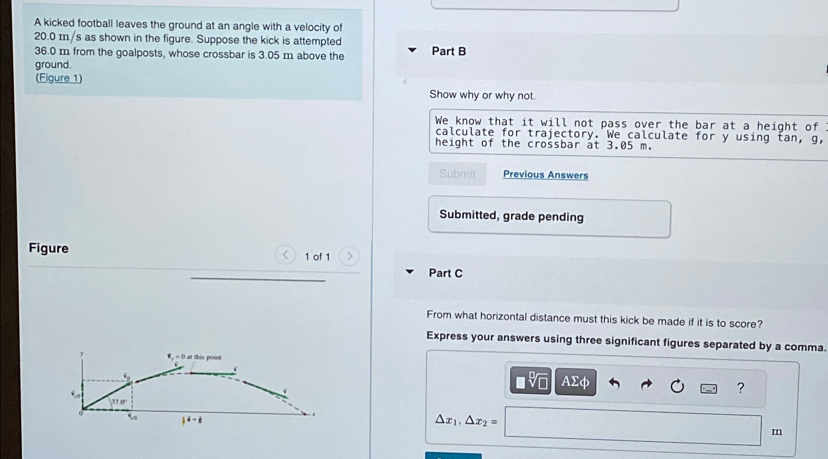 Solved A kicked football leaves the ground at an angle with | Chegg.com