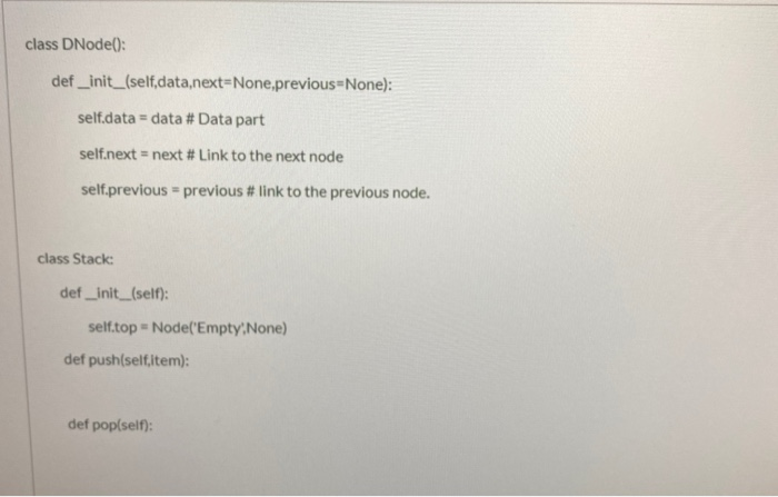 Solved class DNode(): def | Chegg.com