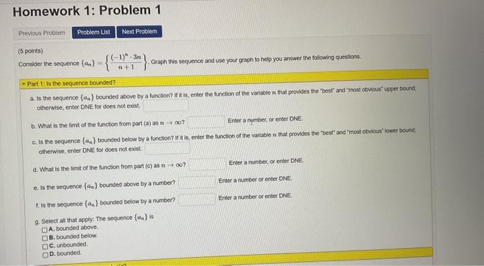 5 points) corisider the sequence {an}={n+1(−1)n⋅3n}. | Chegg.com