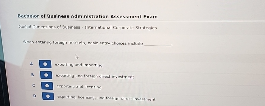 Solved Bachelor of Business Administration Assessment | Chegg.com