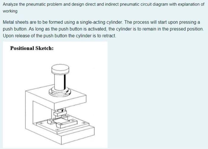 Solved Analyze the pneumatic problem and design direct and | Chegg.com