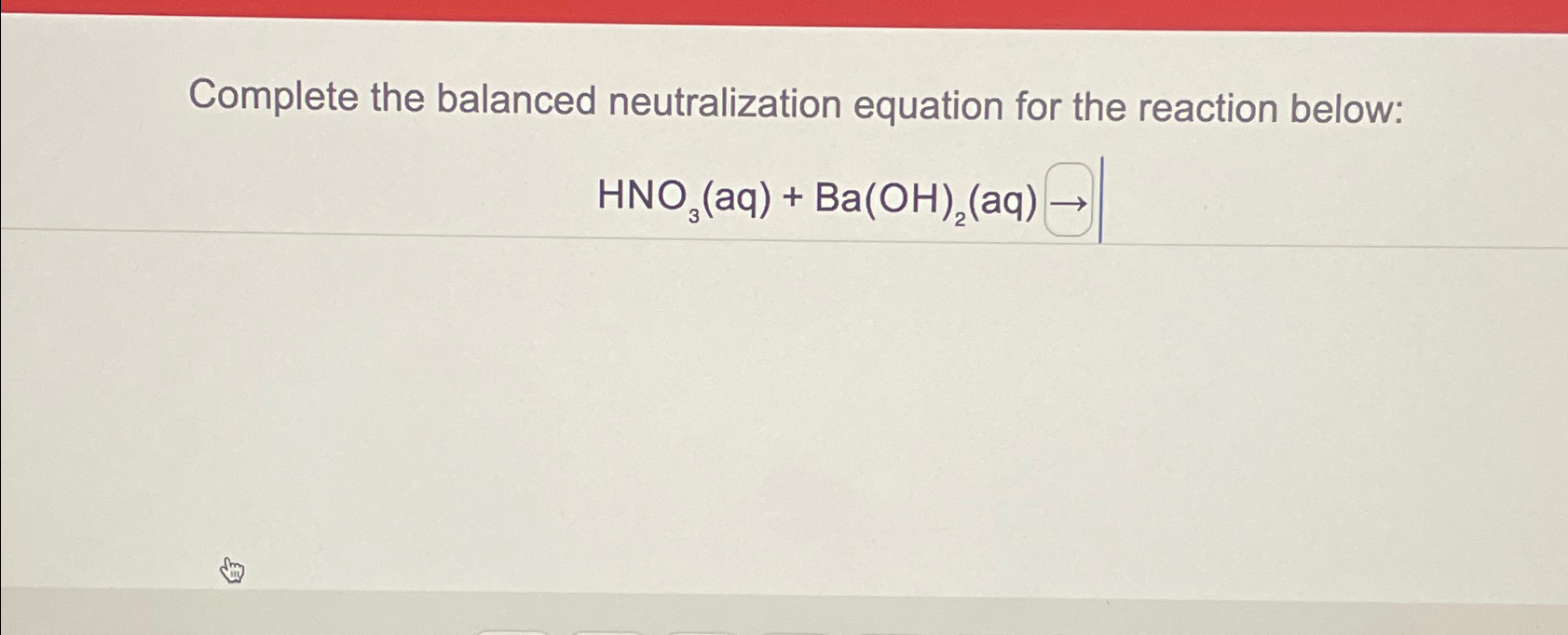 Solved Complete the balanced neutralization equation for the | Chegg.com