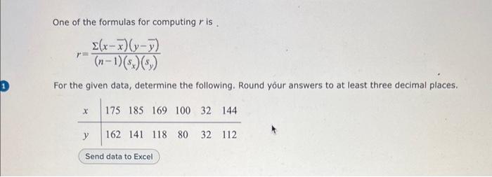 Solved One of the formulas for computing r is . | Chegg.com