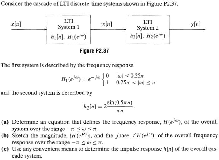 Solved Consider the cascade of LTI discrete-time systems | Chegg.com