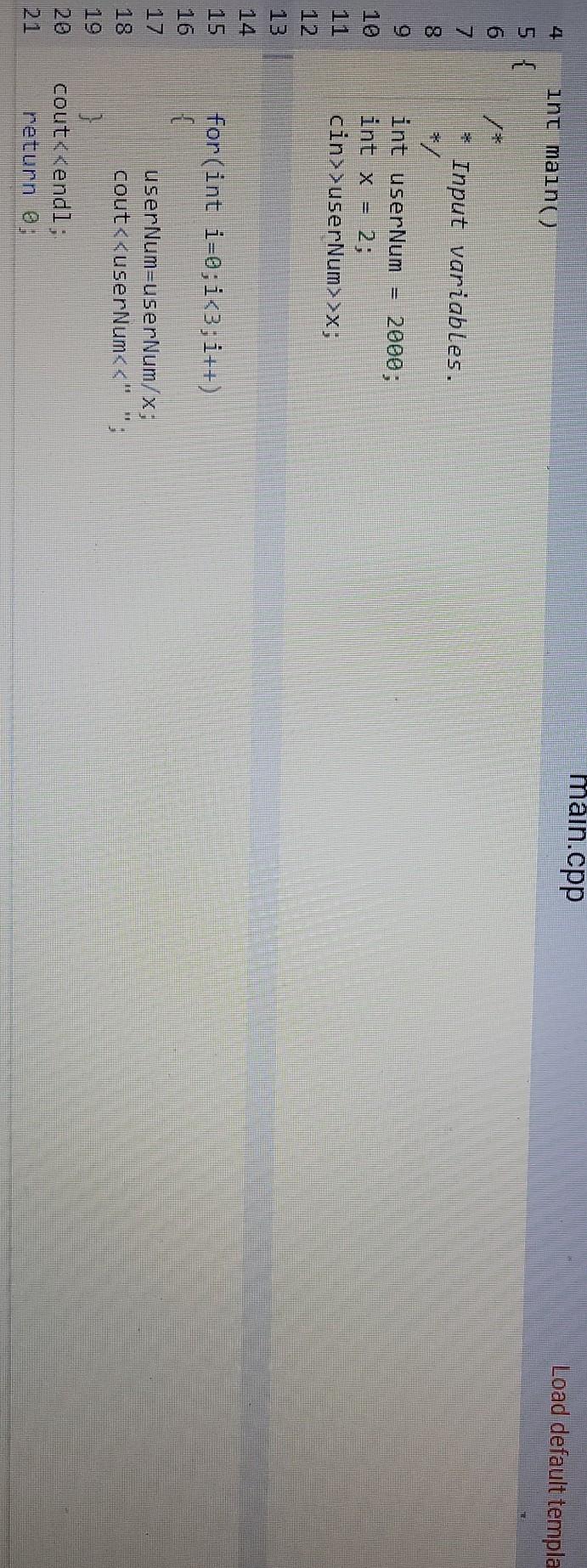 Solved main.cpp int main() Load default templa 5 { 6 EK | Chegg.com