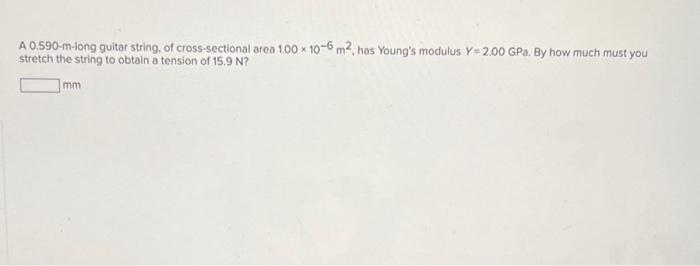 Solved A 0.590-m-long guitar string, of cross-sectional area | Chegg.com