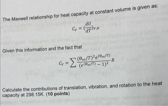 The Maxwell relationship for heat capacity at | Chegg.com