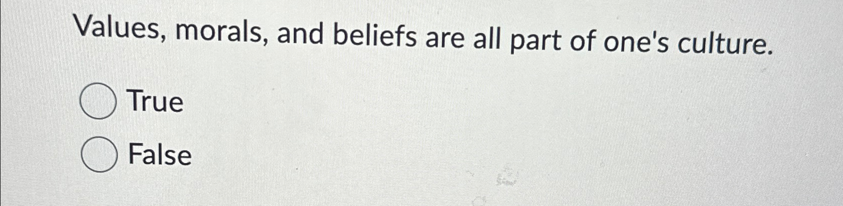 Solved Values, morals, and beliefs are all part of one's | Chegg.com