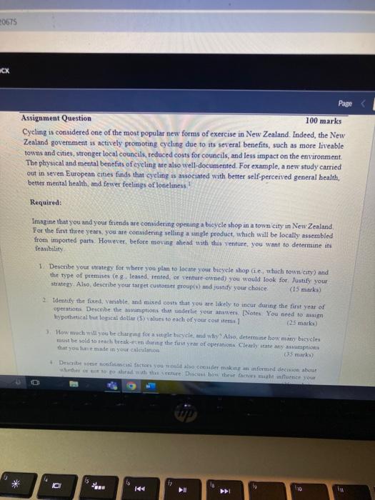 Assignment Question 100 marks Cycling is considered | Chegg.com