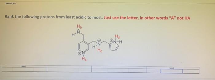 Solved QUESTION Rank the following protons from least acidic | Chegg.com