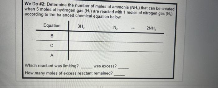 Solved We Do \#2: Determine the number of moles of ammonia | Chegg.com
