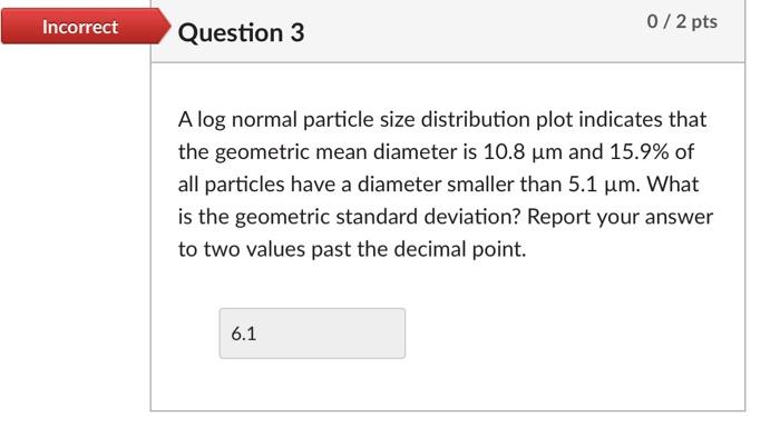 Solved A log normal particle size distribution plot | Chegg.com