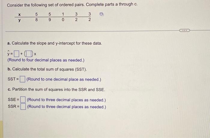 Solved Consider the following set of ordered pairs. Complete | Chegg.com