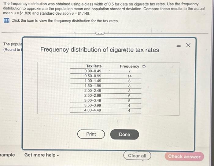 Solved The frequency distribution was obtained using a class | Chegg.com