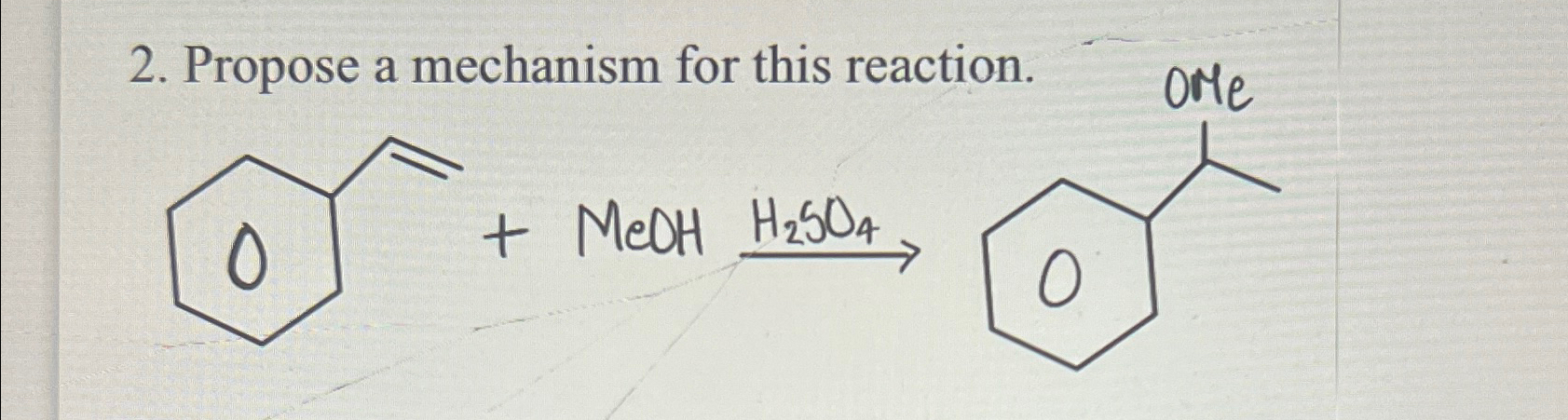 Solved Propose a mechanism for this reaction+MeOH→H2SO4 | Chegg.com