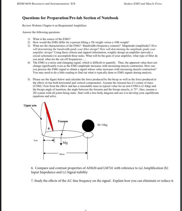 Solved Questions for Preparation/Pre-lab Section of Notebook | Chegg.com