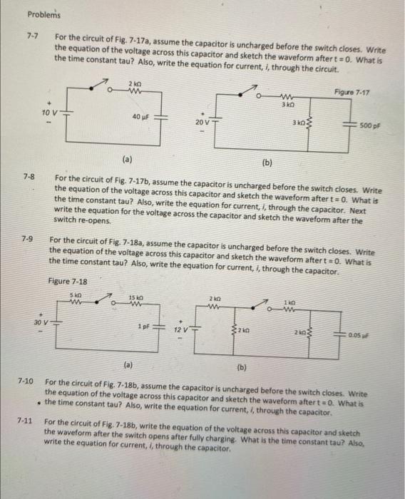 Solved 7-7 For the circuit of Fig. 7-17a, assume the | Chegg.com