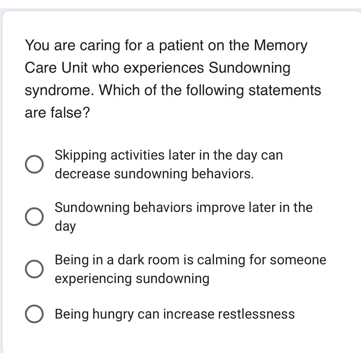 Solved You are caring for a patient on the Memory Care Unit | Chegg.com