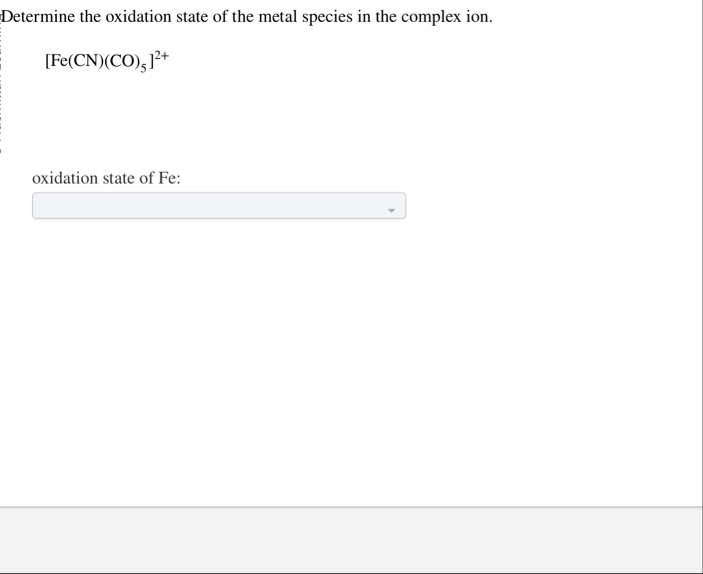 Solved Determine the oxidation state of the metal species in | Chegg.com