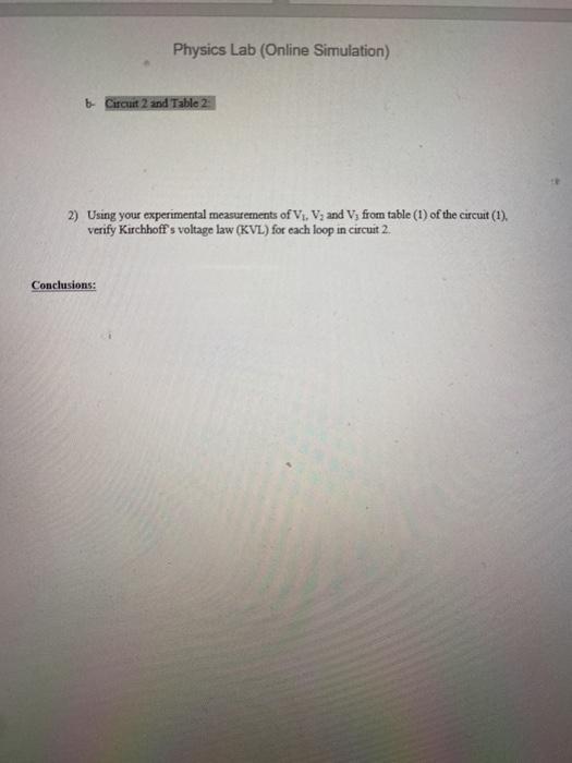 Physics Lab (Online Simulation) Part B: Kirchoff's | Chegg.com