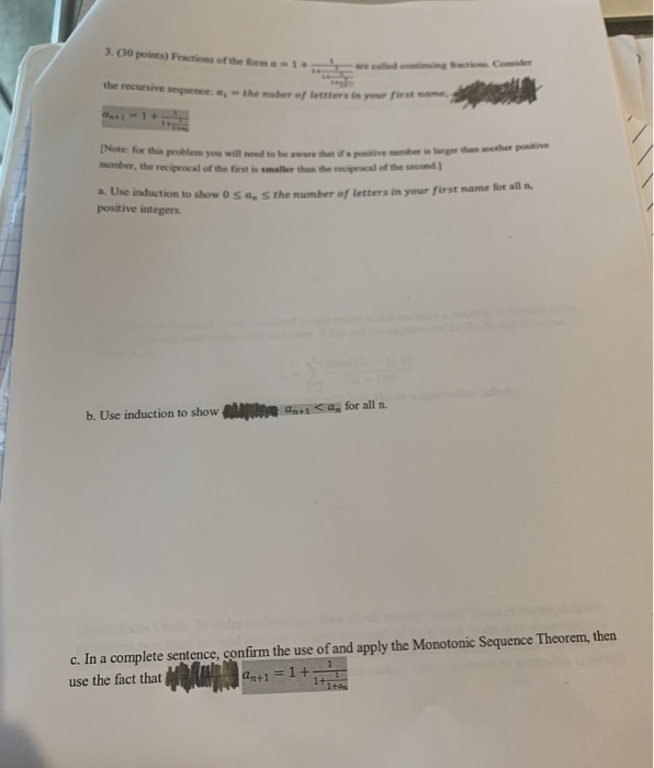 3. (30 points) Fractions of the forme 1 the recursive | Chegg.com
