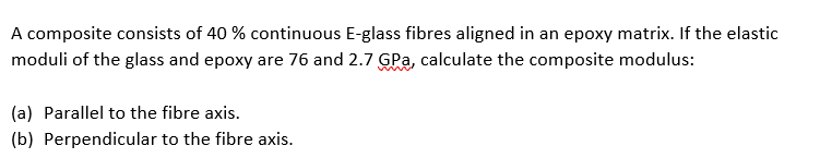 Solved A composite consists of 40% ﻿continuous E-glass | Chegg.com
