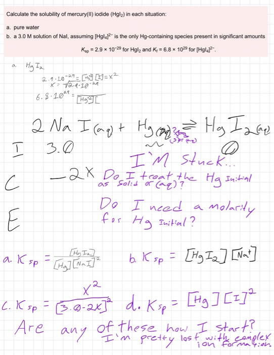 Solved Calculate the solubility of mercury(II) iodide (Hgla) | Chegg.com