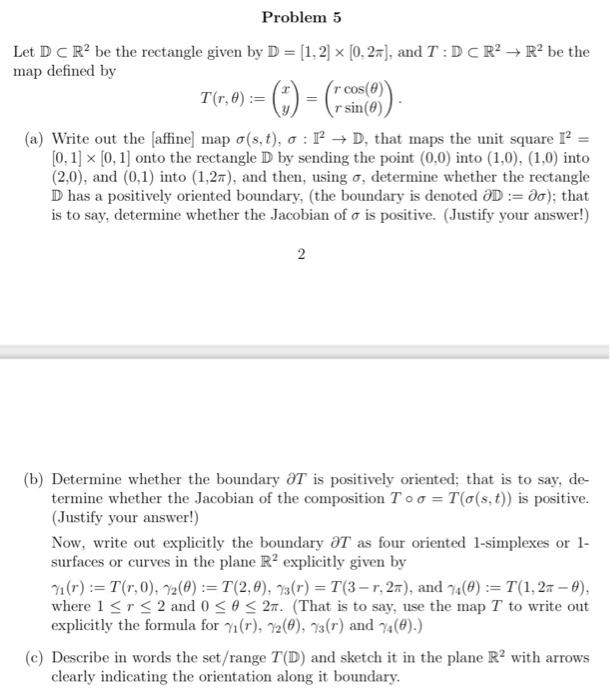 Solved Let D⊂r2 Be The Rectangle Given By D [1 2]×[0 2π]