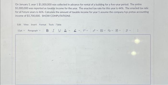 Solved On January 1, year 1 $1,000,000 was collected in | Chegg.com