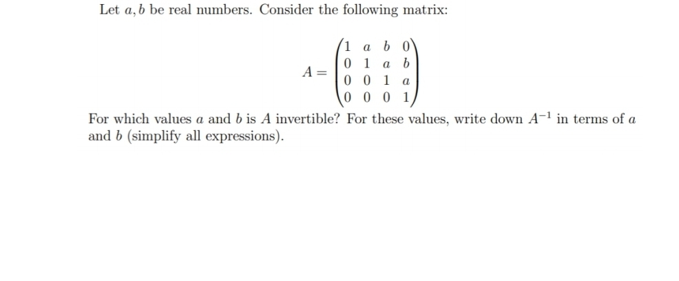 Solved Let a,b ﻿be real numbers. Consider the following | Chegg.com