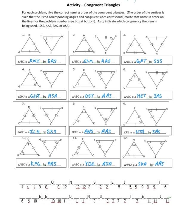 Activity-Congruent Triangles For each problem, give | Chegg.com