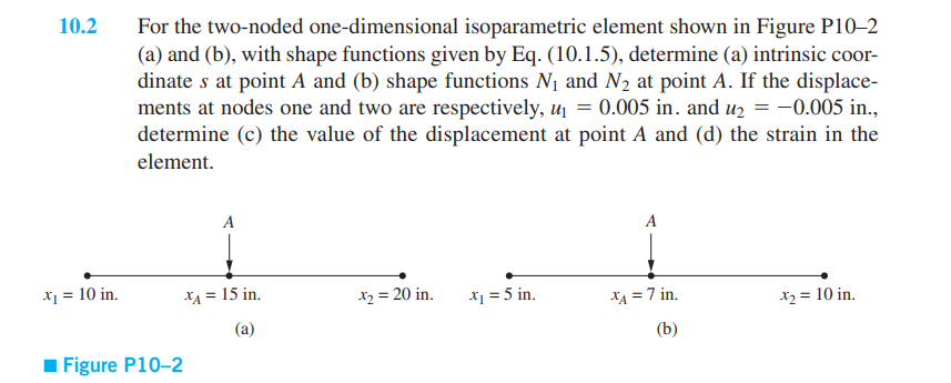 Solved 10.2 ﻿For the two-noded one-dimensional isoparametric | Chegg.com