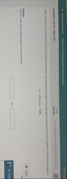 Solved Save & Exit PracticeLesson: 9.4 ﻿Estimating the | Chegg.com