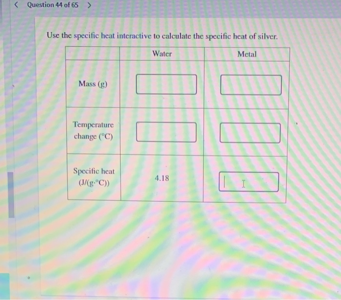 Jse the specific heat interactive to calculate the | Chegg.com