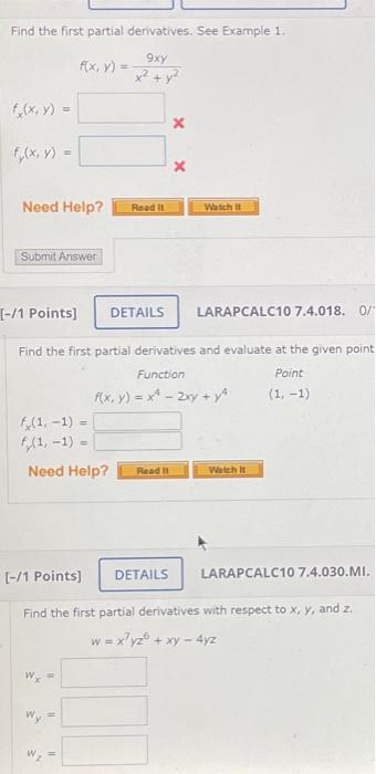 Solved Find the first partial derivatives. See Example 1. | Chegg.com