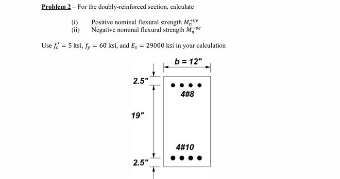 Solved Problem 2 - For the doubly-reinforced section, | Chegg.com