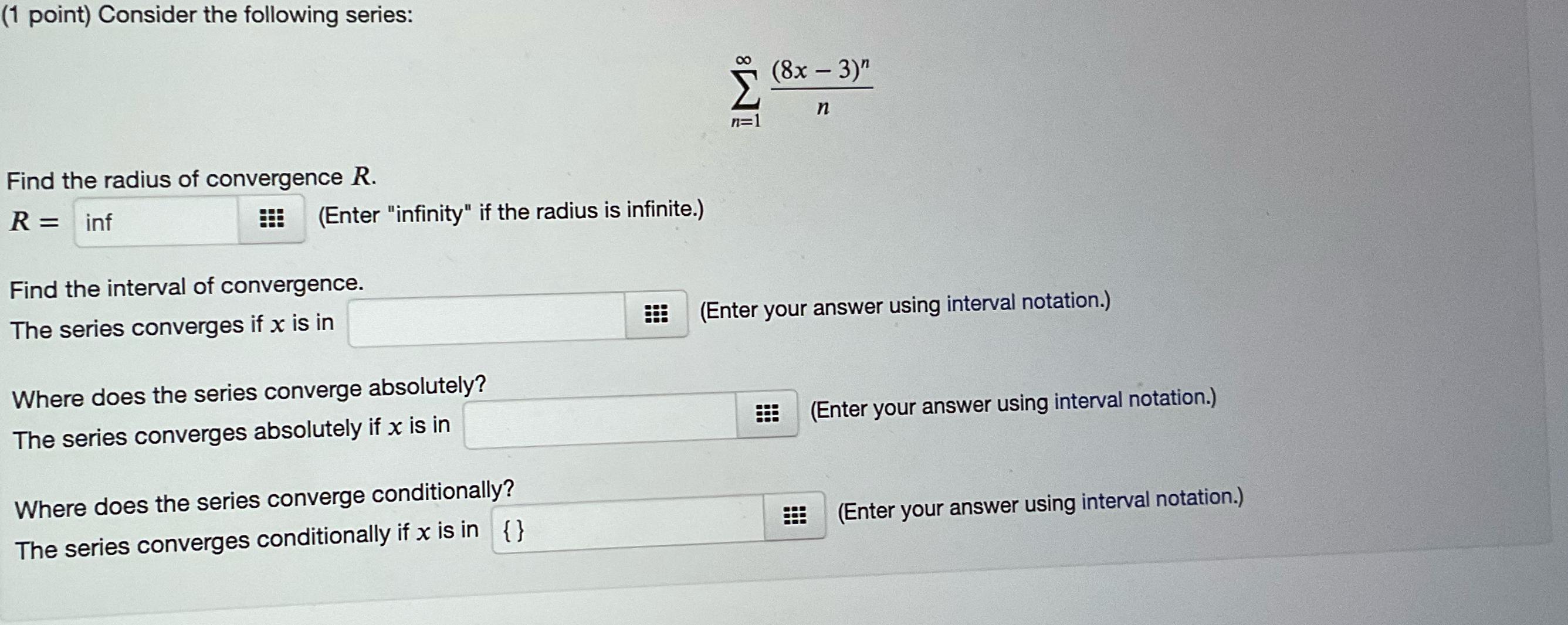 Solved (1 ﻿point) ﻿Consider the following | Chegg.com