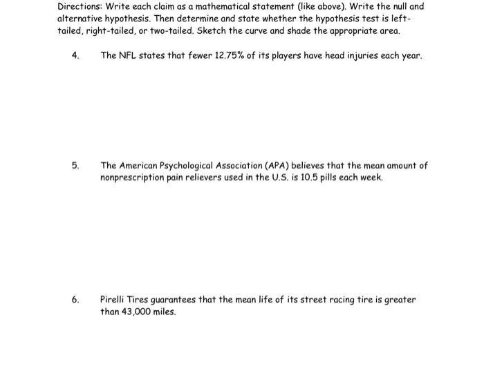 Solved Directions: Write each claim as a mathematical | Chegg.com