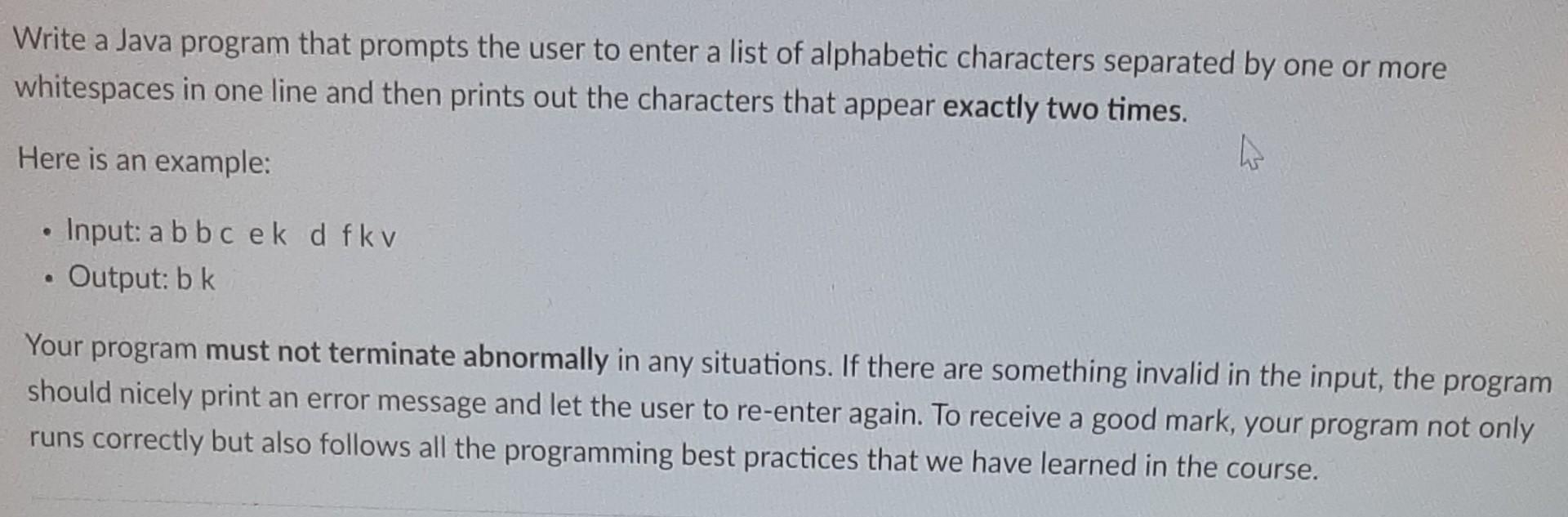 Solved Write a Java program that prompts the user to enter a | Chegg.com