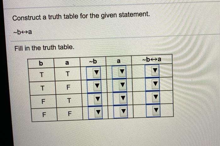 Solved Construct a truth table for the given statement. b4a | Chegg.com