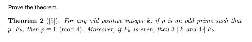 Solved Prove the theorem.Theorem 2 ([5]). ﻿For any odd | Chegg.com
