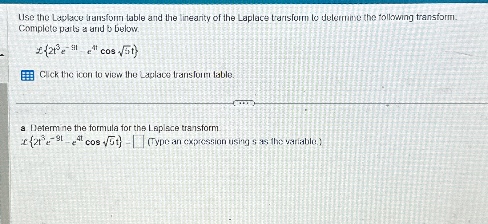 Use the Laplace transform table and the linearity of | Chegg.com