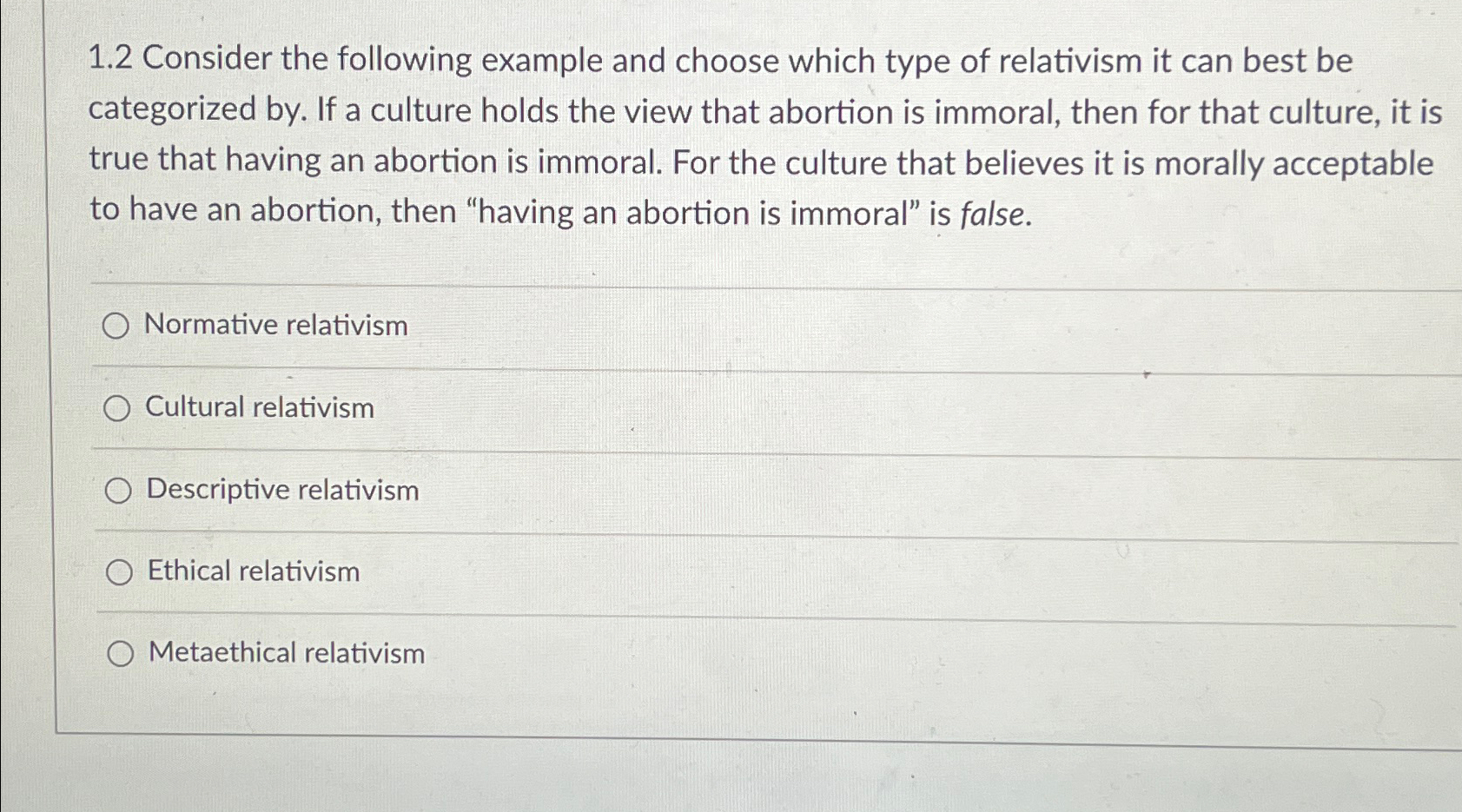 Solved 1.2 ﻿Consider the following example and choose which | Chegg.com