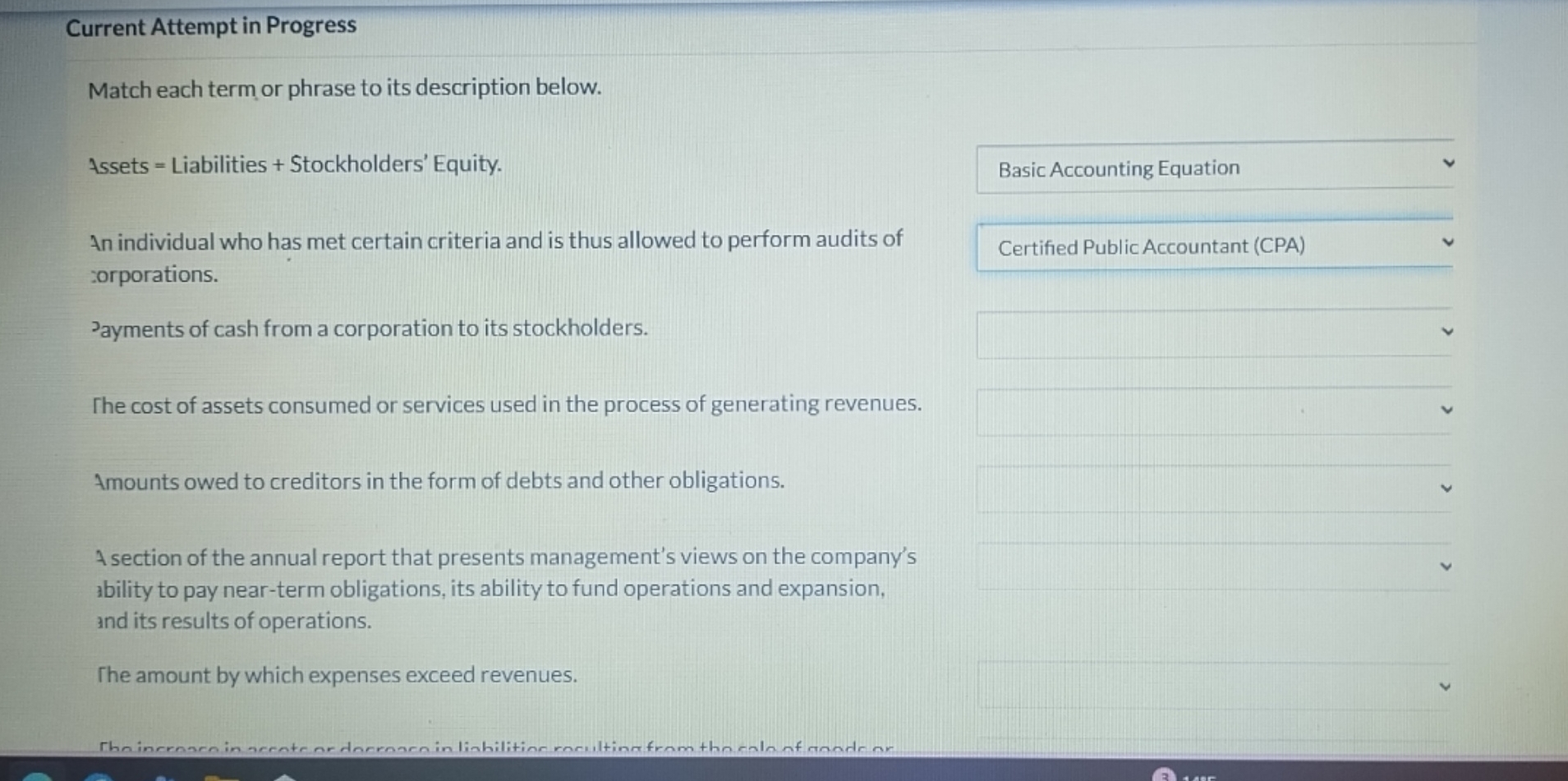 Solved Current Attempt in ProgressMatch each term or phrase | Chegg.com