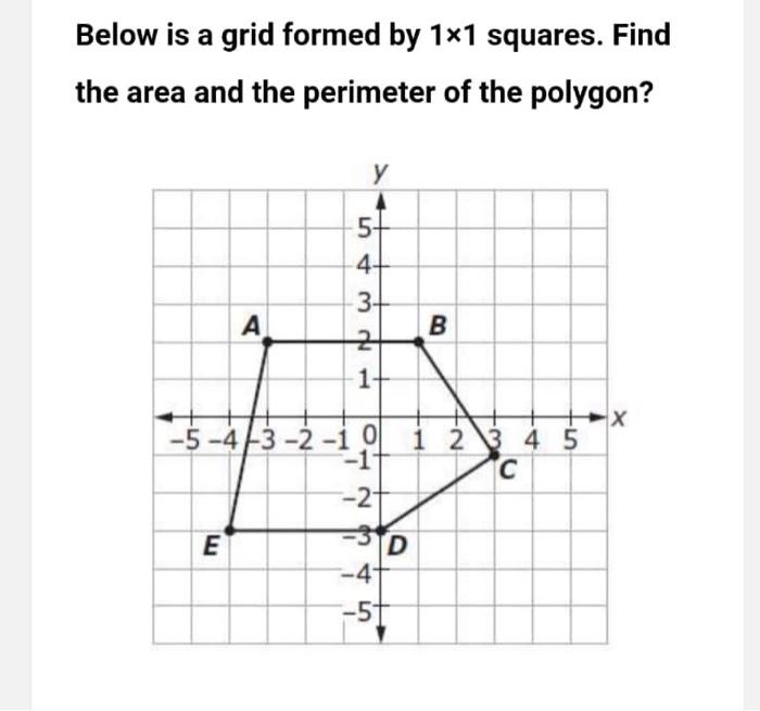 Solved Below is a grid formed by 1x1 squares. Find the area | Chegg.com