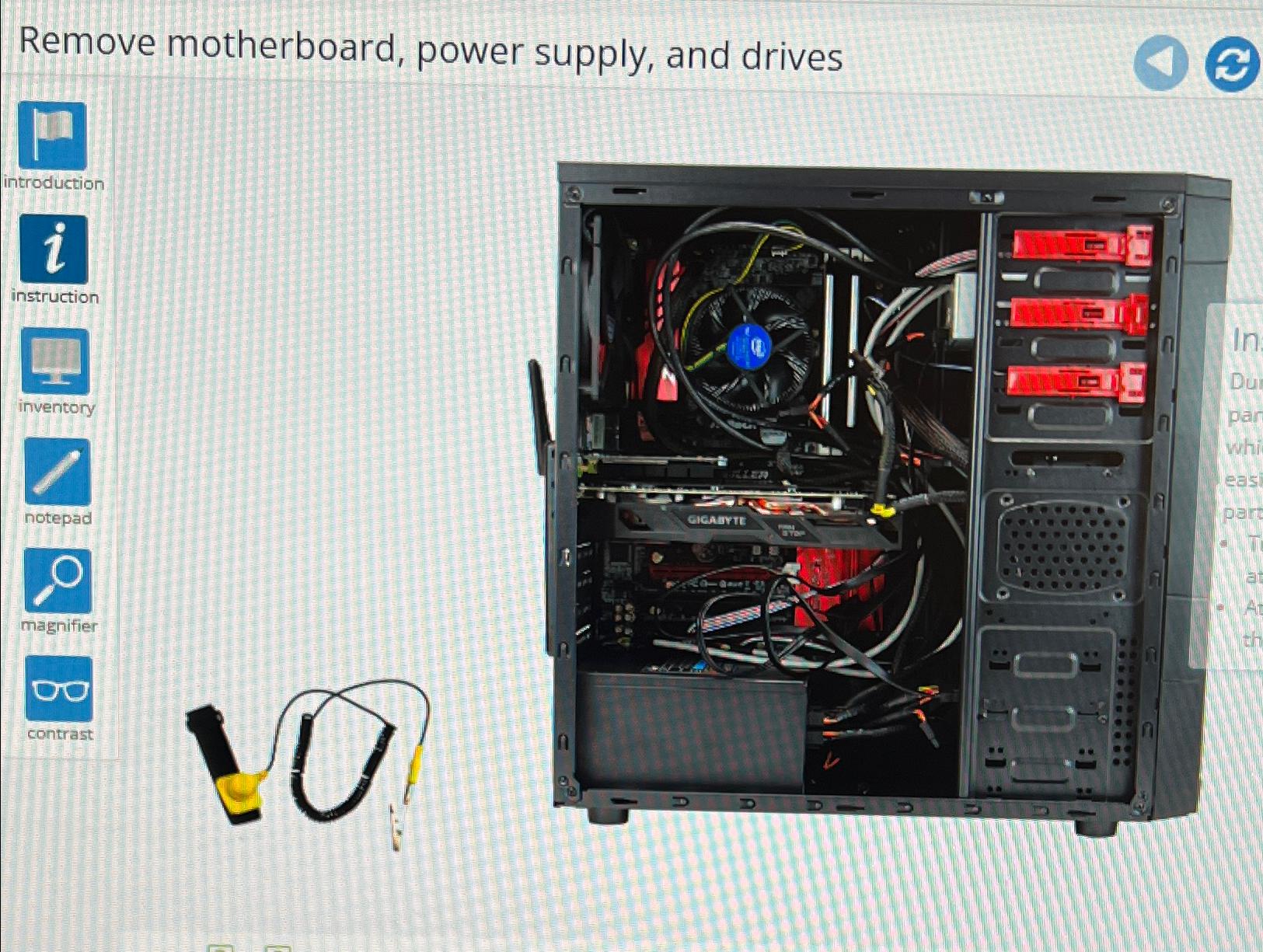 Solved Remove motherboard, power supply, and | Chegg.com