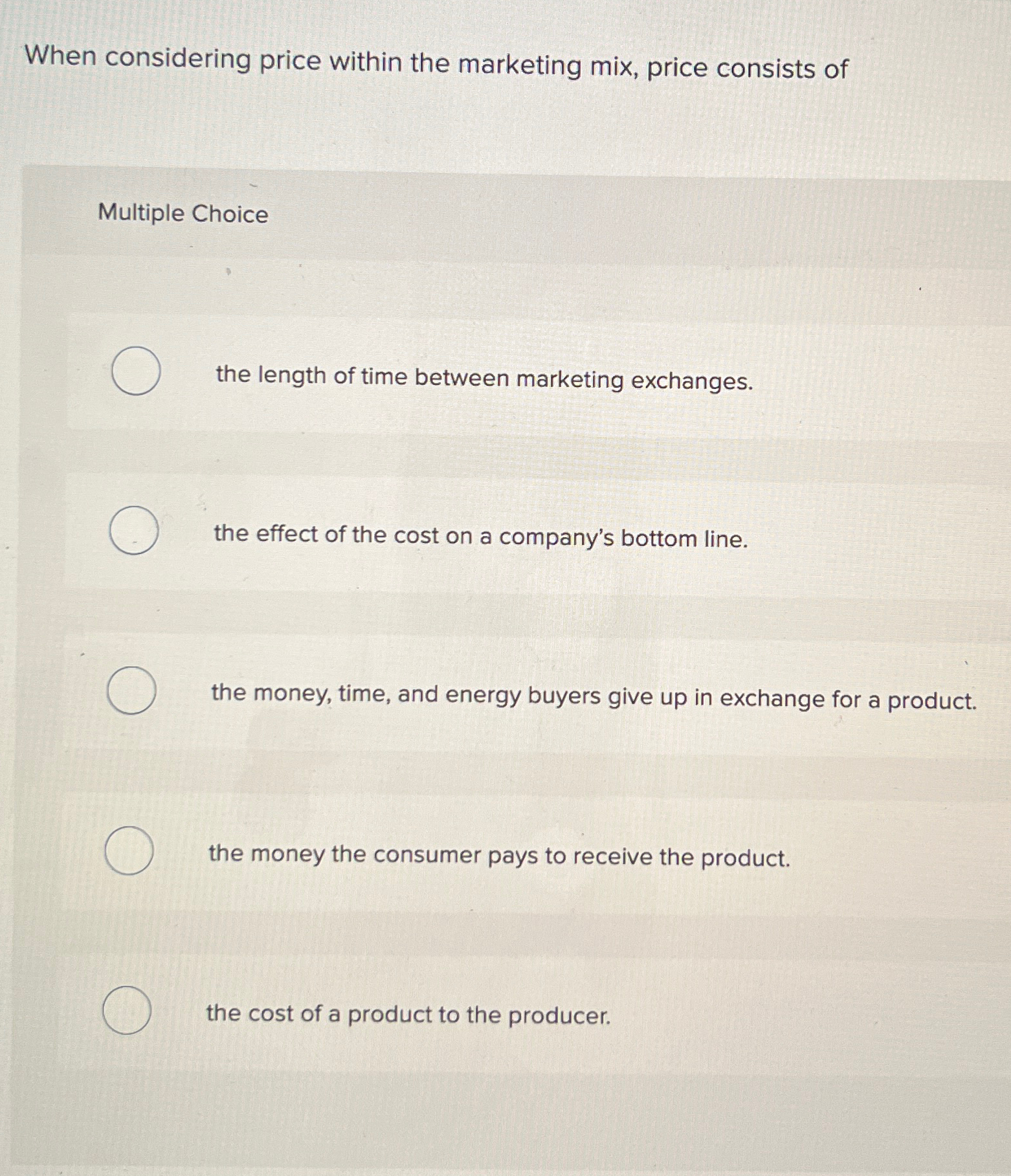 Solved When considering price within the marketing mix, | Chegg.com
