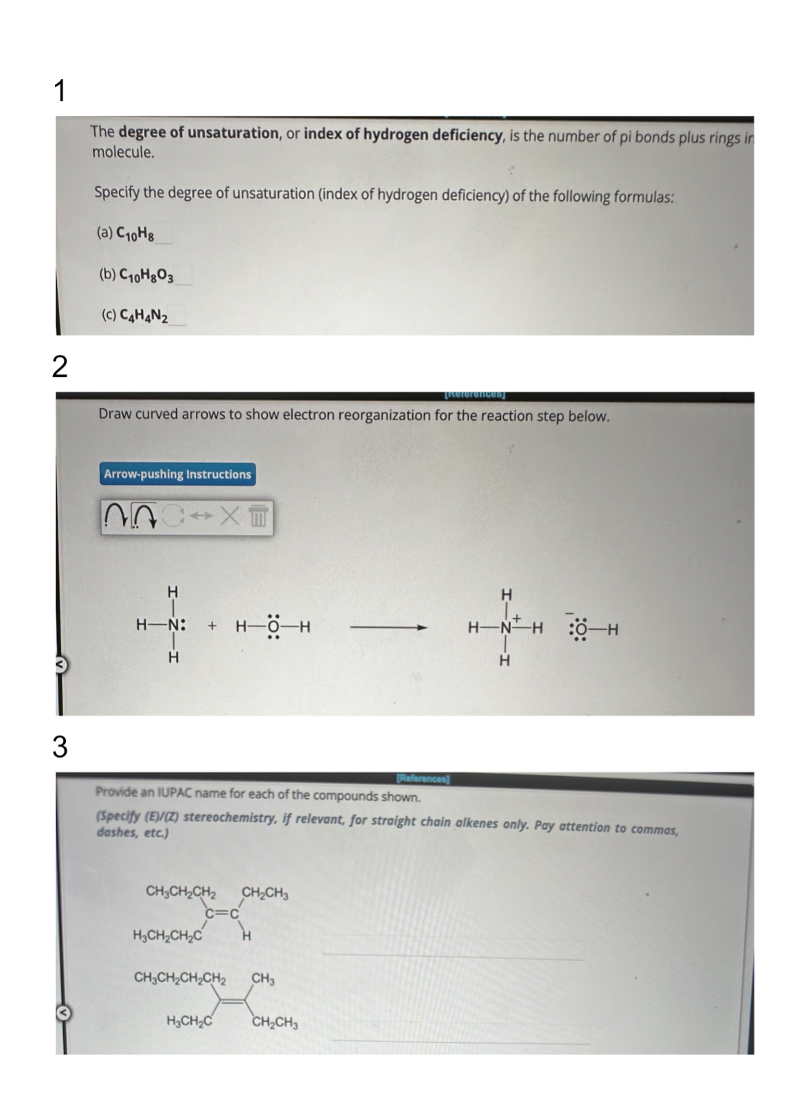 Solved 1The degree of unsaturation, or index of hydrogen | Chegg.com